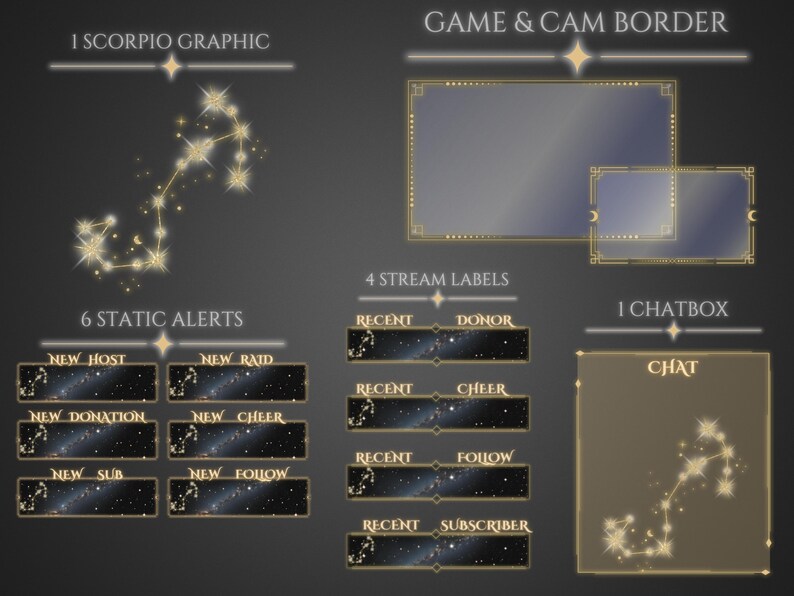Scorpio Zodiac Stream Overlay Package | Animated Twitch & Youtube - Etsy