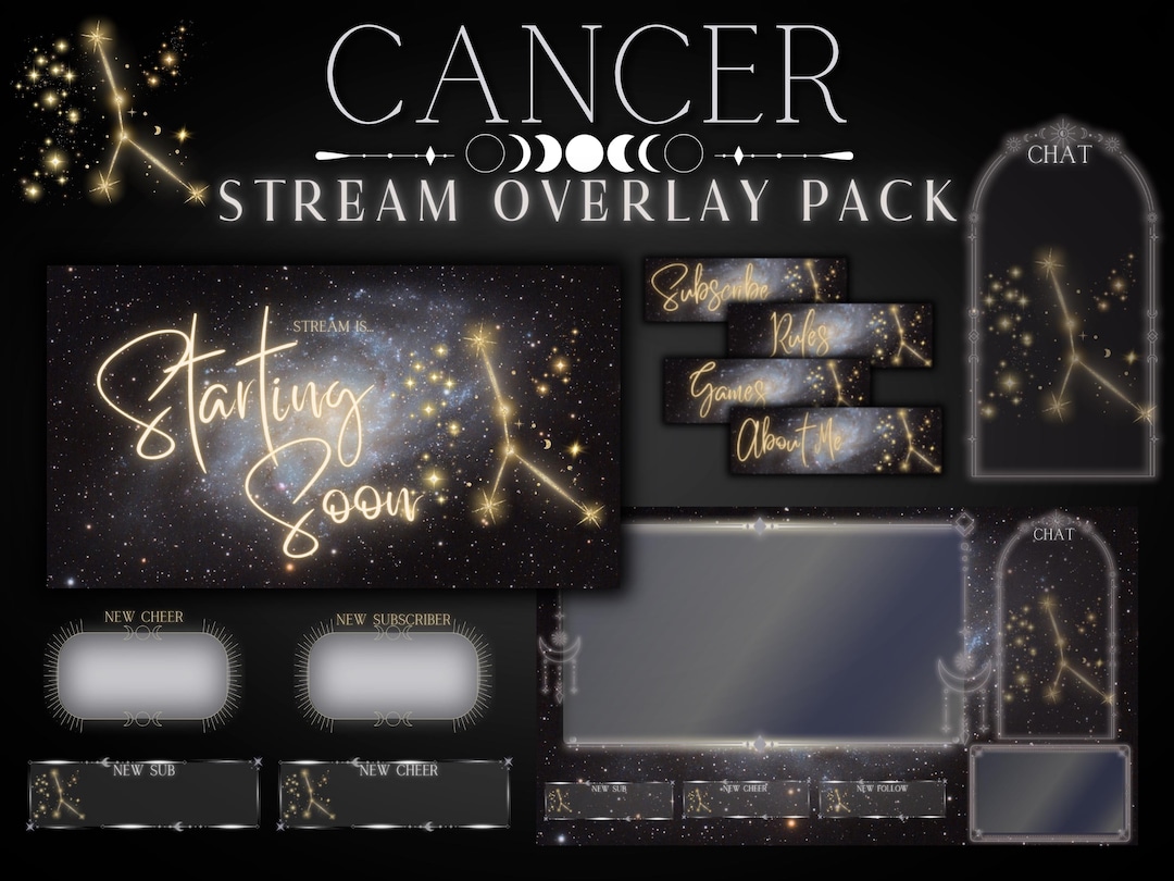 CANCER | Zodiac Stream Overlay Package | Overlays for Twitch/youtube ...