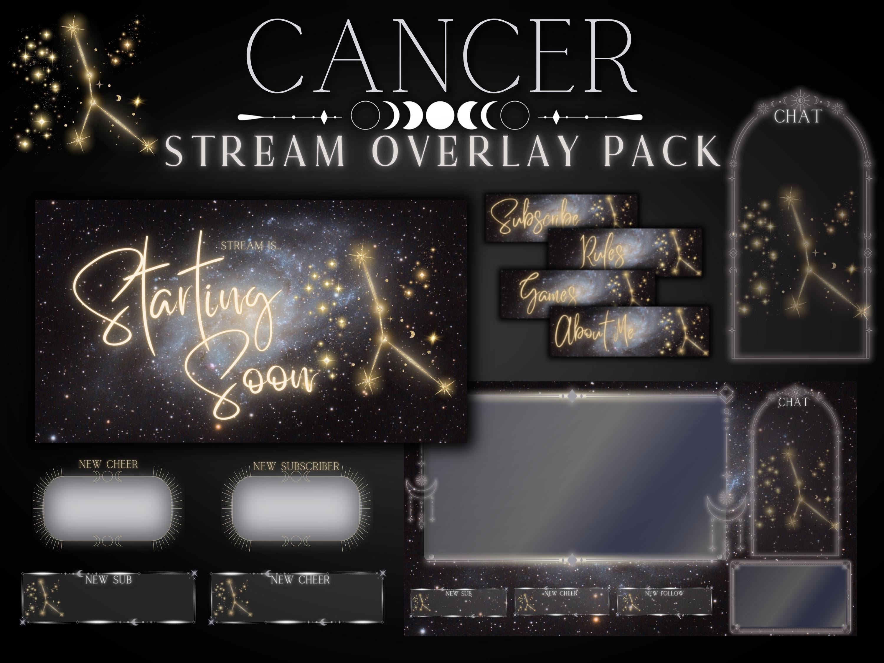 CANCER Zodiac Stream Overlay Package Overlays for Twitch/youtube Silver ...