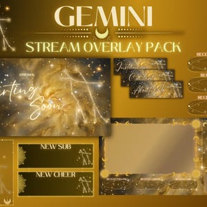 GEMINI | Zodiac Stream Overlay Package | Yellow Galaxy Stream Overlay ...
