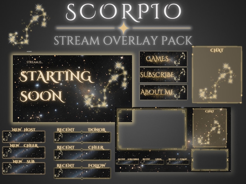 Scorpio Zodiac Stream Overlay Package | Animated Twitch & Youtube - Etsy