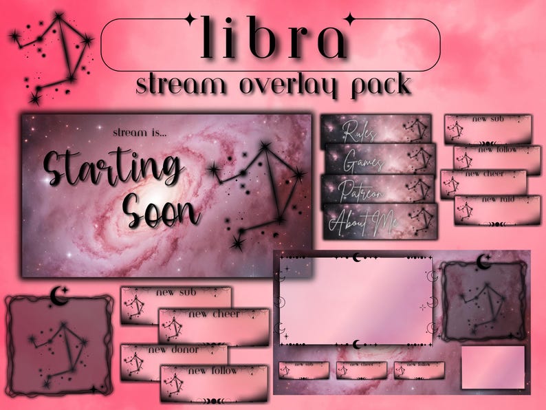 Libra Zodiac Stream Overlay Package | Twitch & Youtube Bundle - Etsy