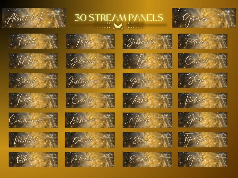 GEMINI Zodiac Stream Overlay Package Yellow Galaxy Stream Overlay ...