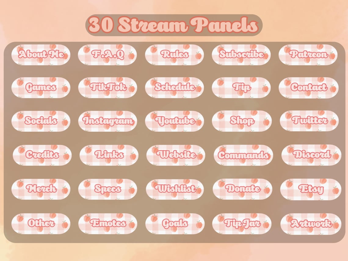 Peach Picnic Stream Overlay Package: Animated Twitch & Youtube Bundle ...