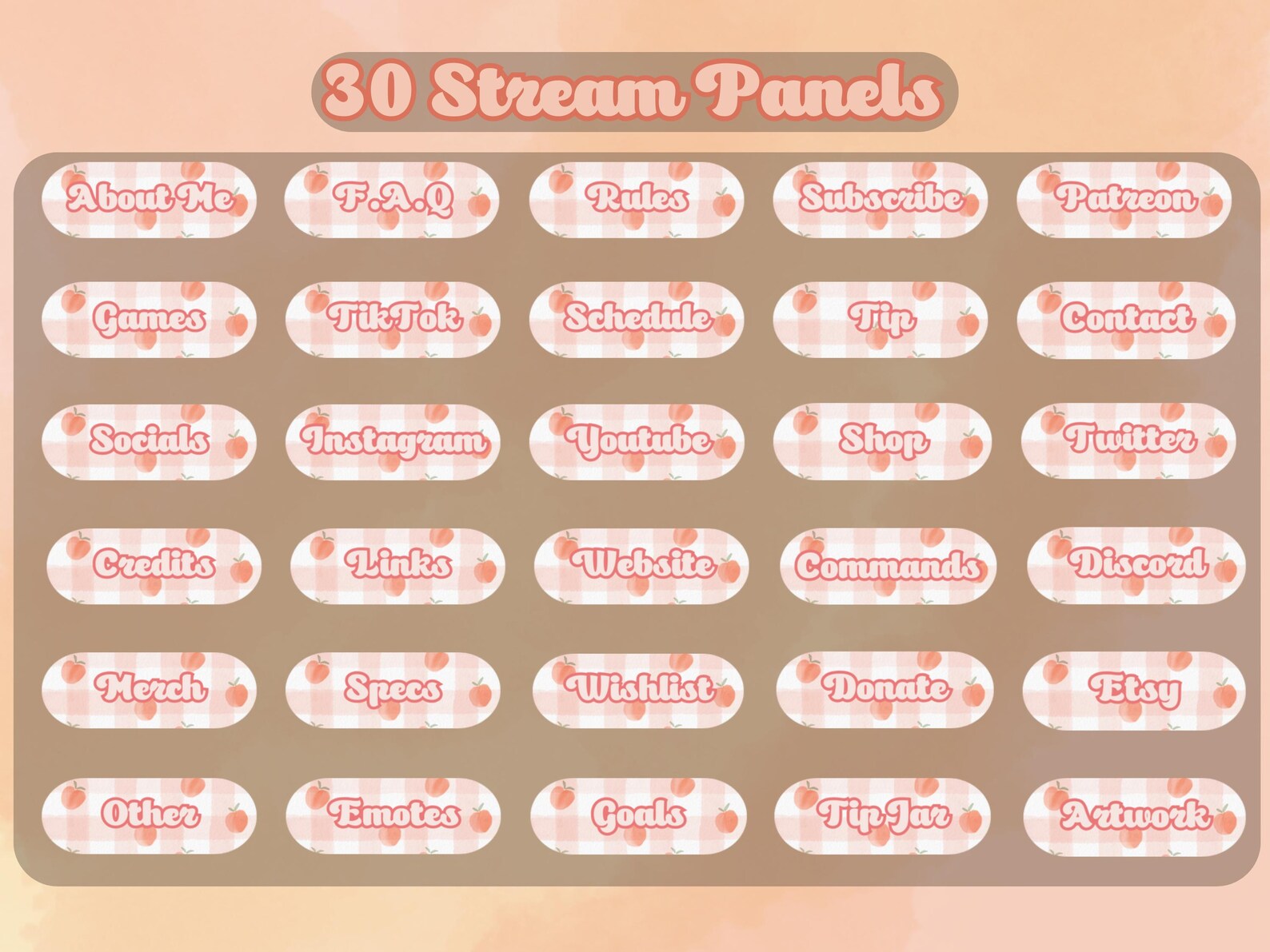 Peach Picnic Stream Overlay Package: Animated Twitch & Youtube Bundle ...