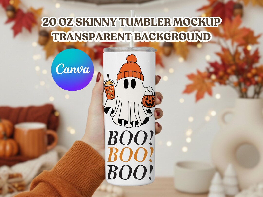 ICP 20oz Skinny Tumbler PNG Canva Mockup Transparent Background Fall ...