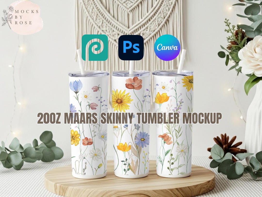 Printify Maars 20oz Skinny Tumbler With Straw PNG Mockup PSD 20oz ...