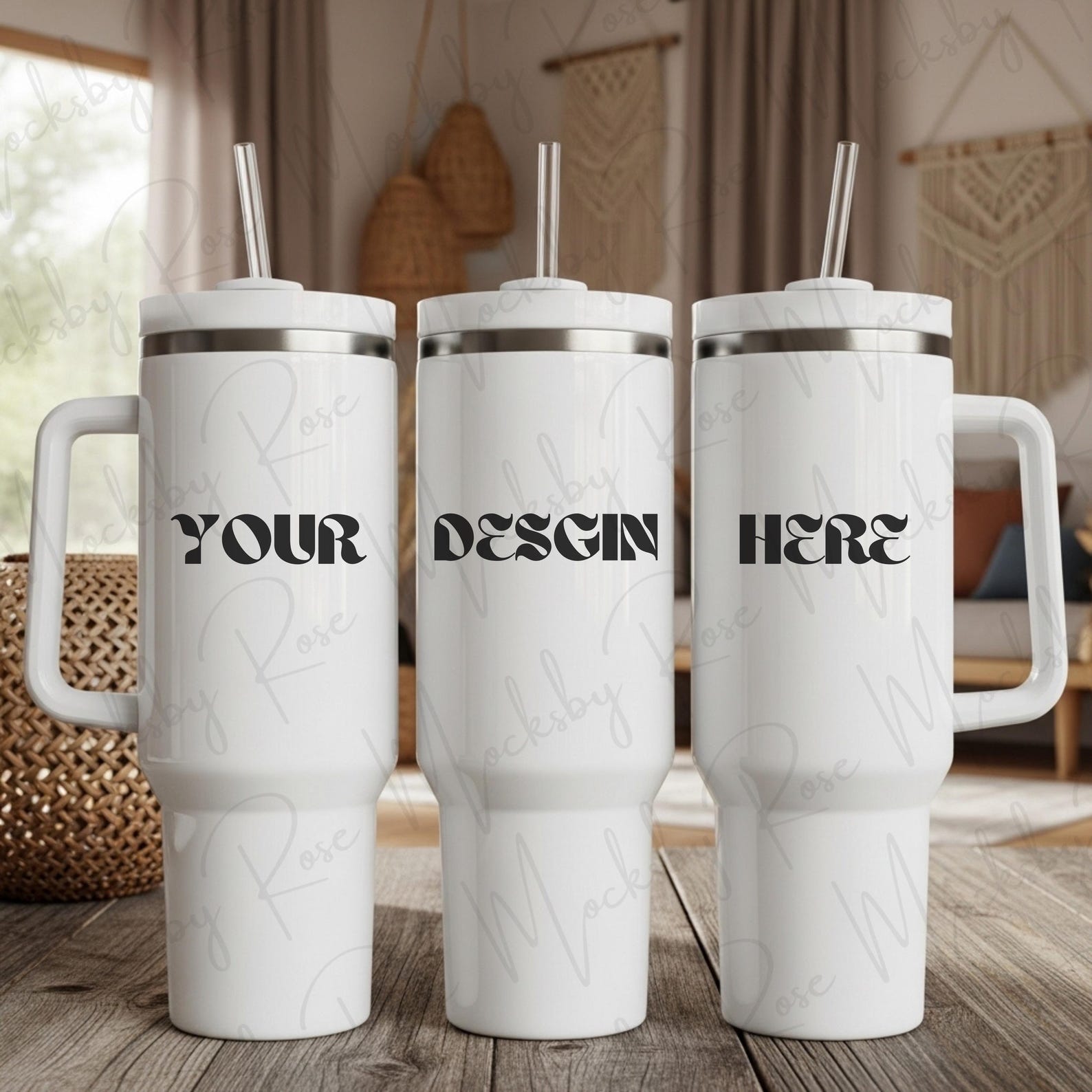 40oz White Insulated Tumbler Mockup Stainless Steel Travel Mug Mockup ...