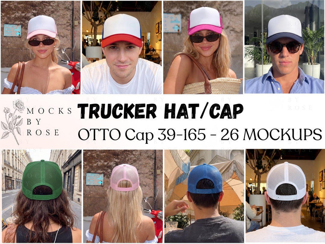 Trucker Cap OTTO Cap 39-165 Mockup Bundle, Lifestyle Model Foam Trucker ...