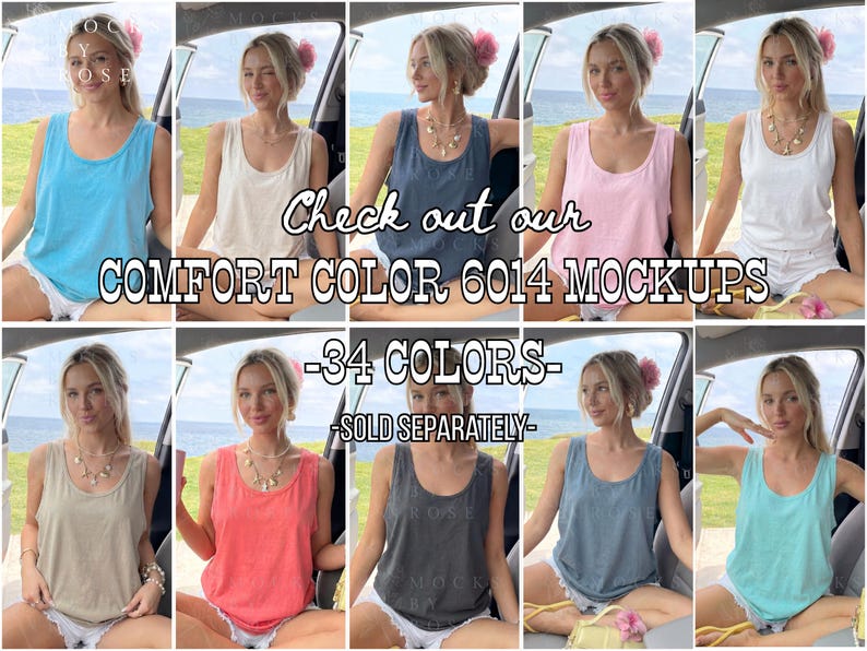 Comfort Colors 9360 Tank Top Mockup, Blossom Tank Top 9360 Front Back ...