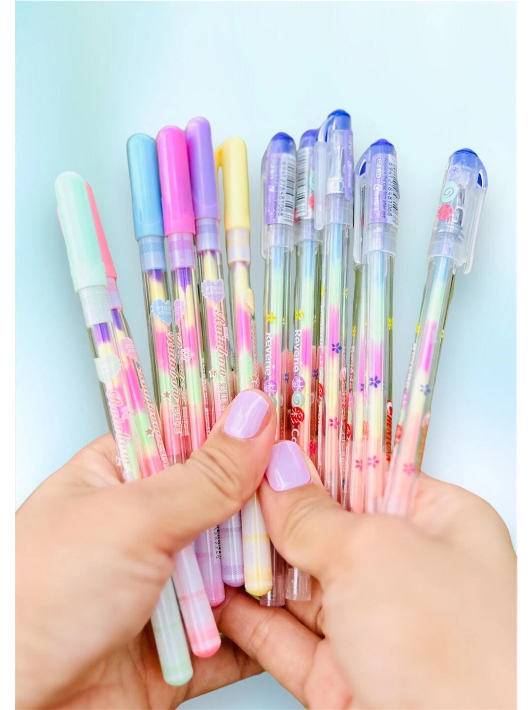 Rainbow Colorful Ballpoint Pens, 6pcs Multi Color Gel Pens Fluorescent ...
