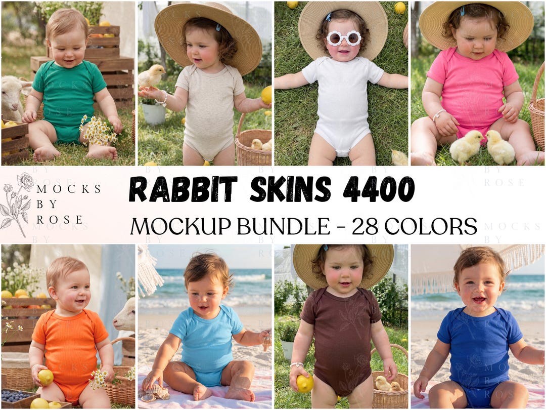 Rabbit Skins 4400 Bodysuit Mockup Bundle, Baby Onesie Mockup, Newborn ...