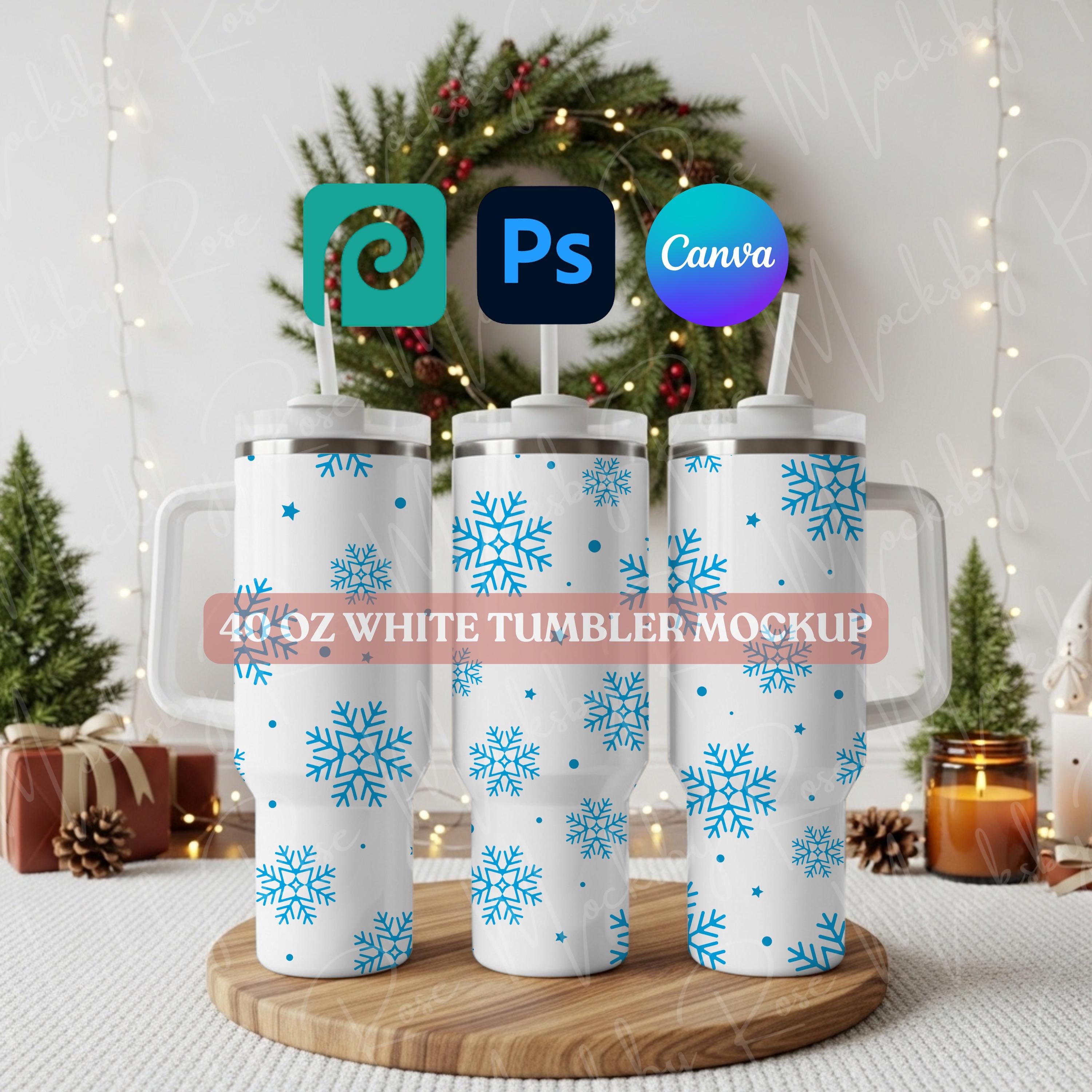 ICP 40oz White Tumbler Mockup PSD | Transparent PNG Drag Drop Canva ...