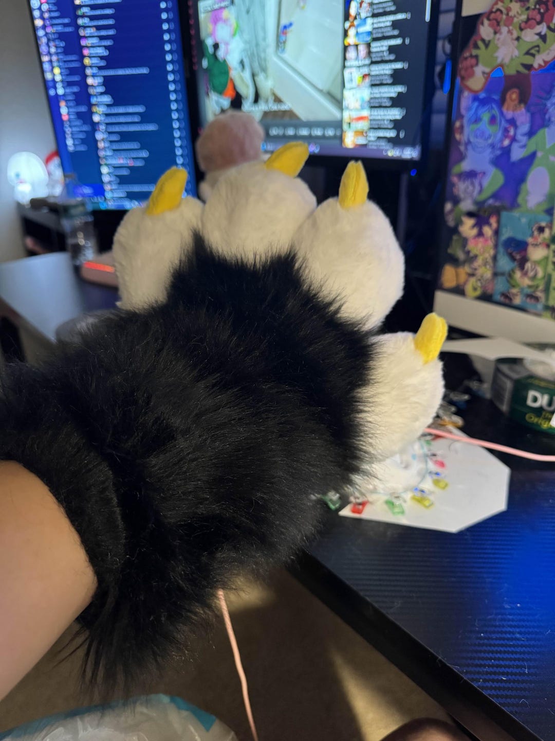 Fursuit Handpaws Black White Yellow Puffy Furry Paws - Etsy
