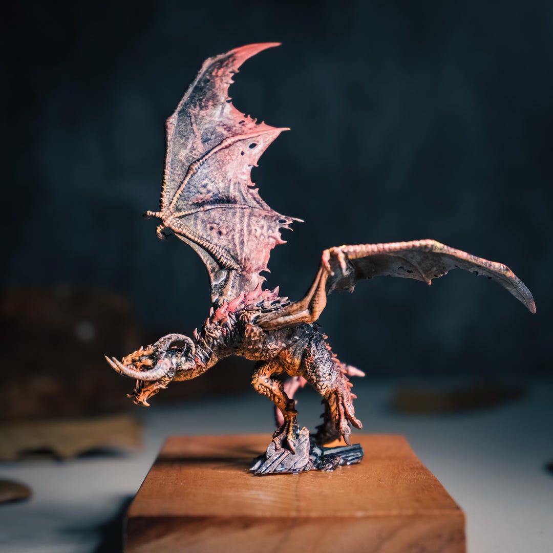 Fire Element Dragon Magical Handmade Painting , Dragon Diorama , Dragon ...