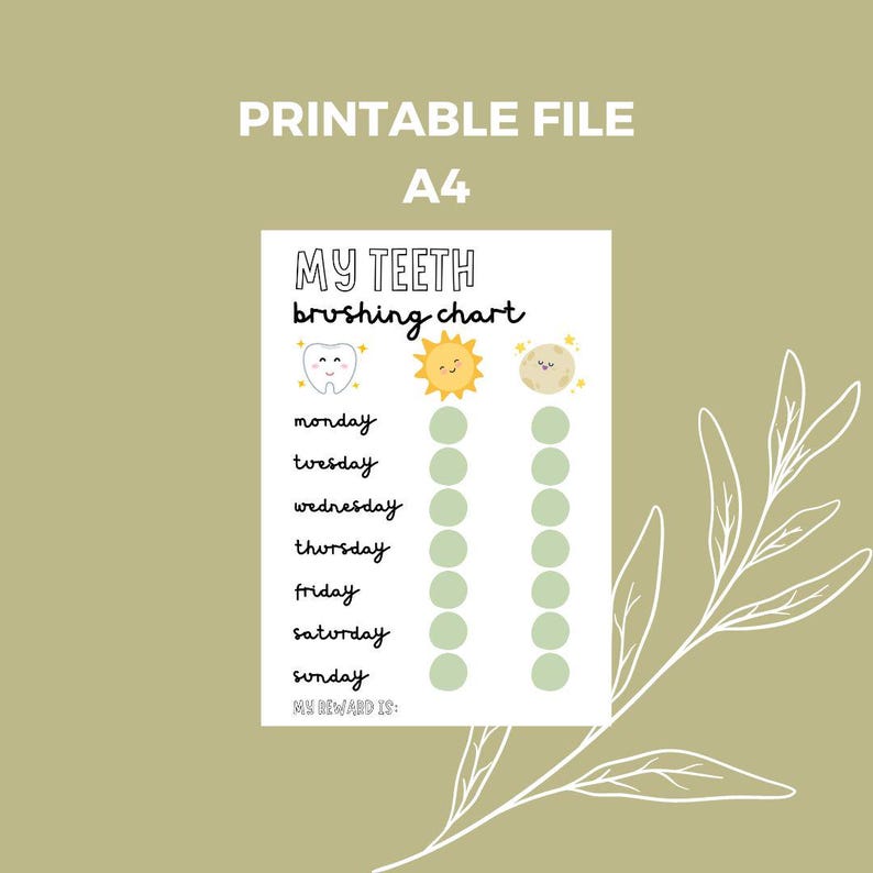 Printable Teeth Brushing Chart | Digital Download - Etsy