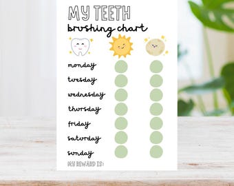 Teeth Brushing Chart / DIGITAL / I Brushed My Teeth / Kids Brushing ...