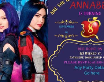 Descendants Kids Birthday Party Invitation - Etsy
