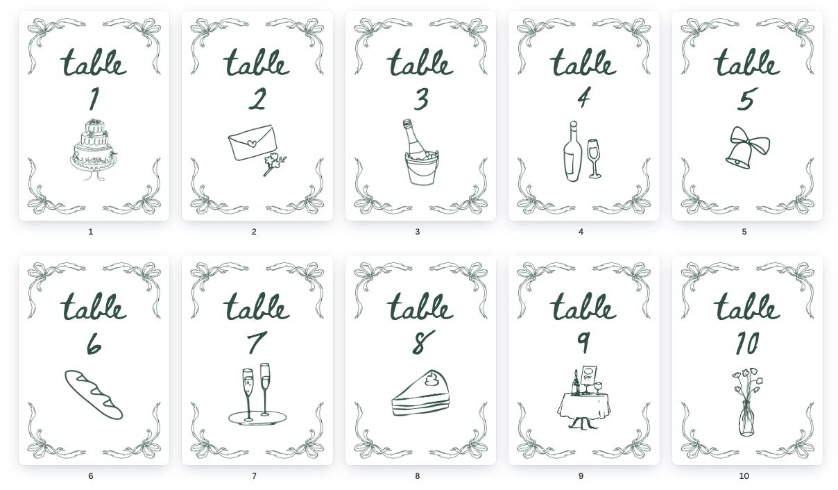 Whimsical Wedding Table Numbers Template, 1-18 5x7 - Etsy