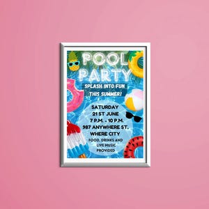 Editable Pool Party Poster Template Customizable Design Summer Events ...