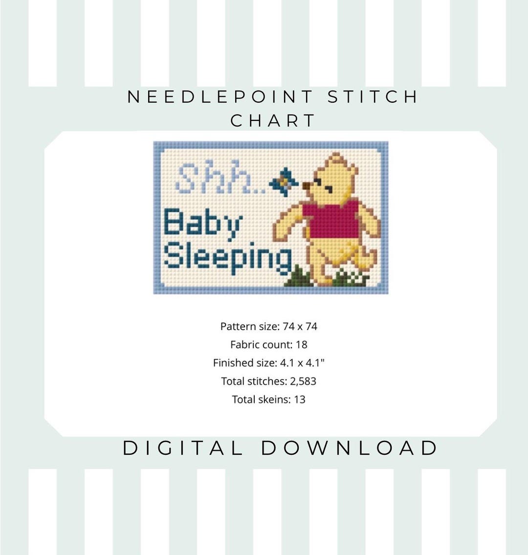 Winnie the Pooh "shh... Baby Sleeping" Needlepoint and Cross Stitch ...