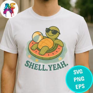 Shell Yeah Turtle SVG PNG EPS | Funny Summer Design Bundle | Pool Float Clipart for Cricut ...