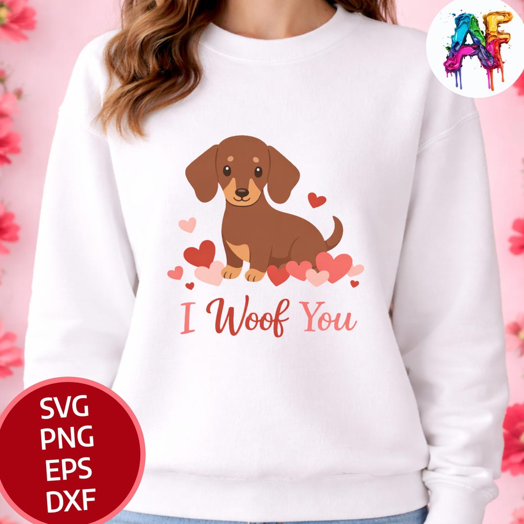 I Woof You SVG | Dog Valentine Cut File | Dachshund Valentine Cricut ...