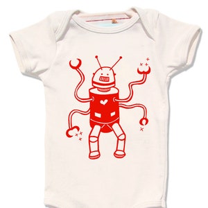 Lovable Baby Robot Onesie, Red Robot Baby Gift, Robot Bodysuit, Organic ...