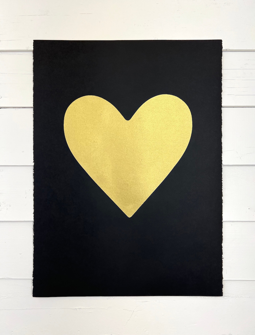 Metallic Gold Heart Art Print: Hand-printed Poster - Etsy
