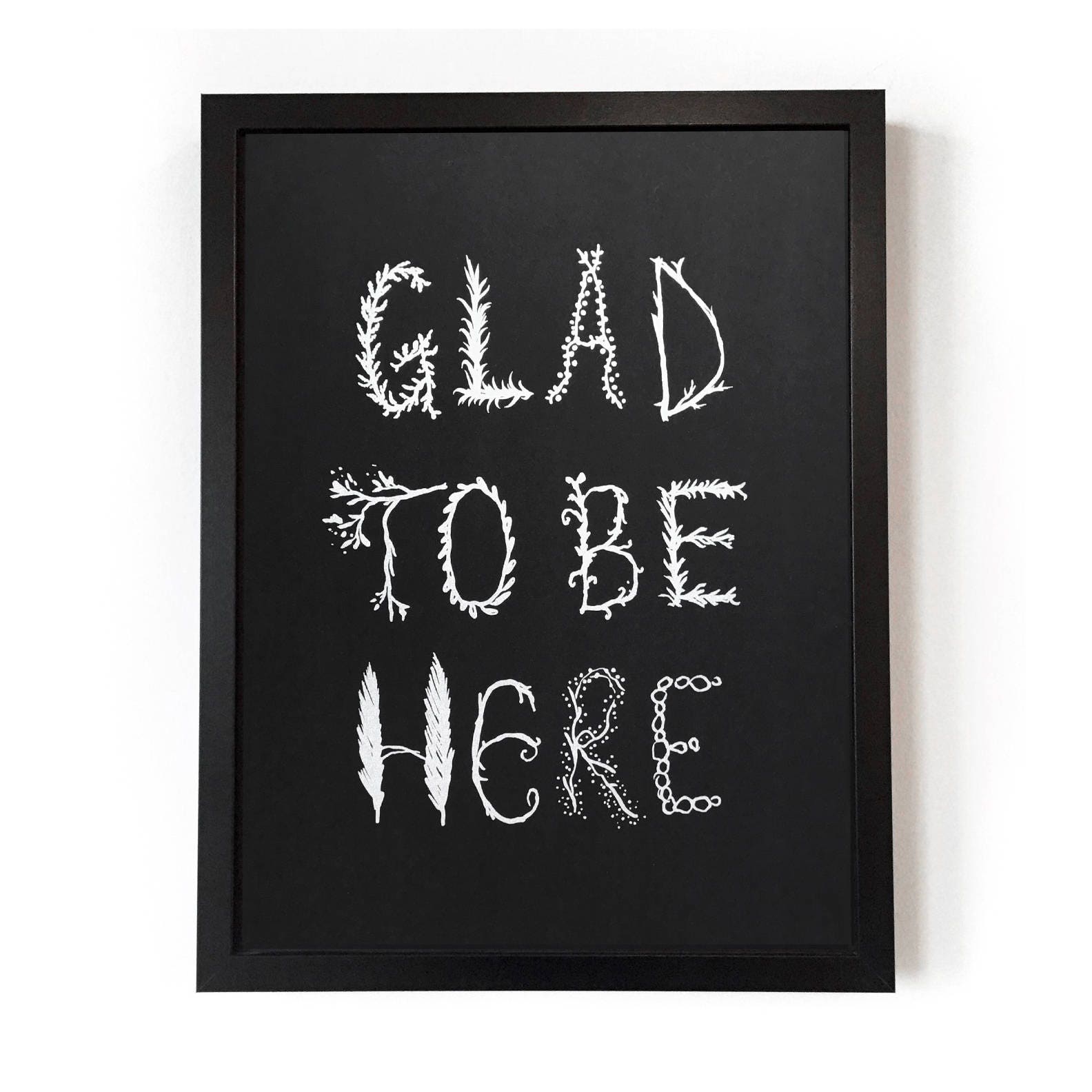 Rainbow Art Print Glad to Be Here Hand Painted Screenprint | Etsy