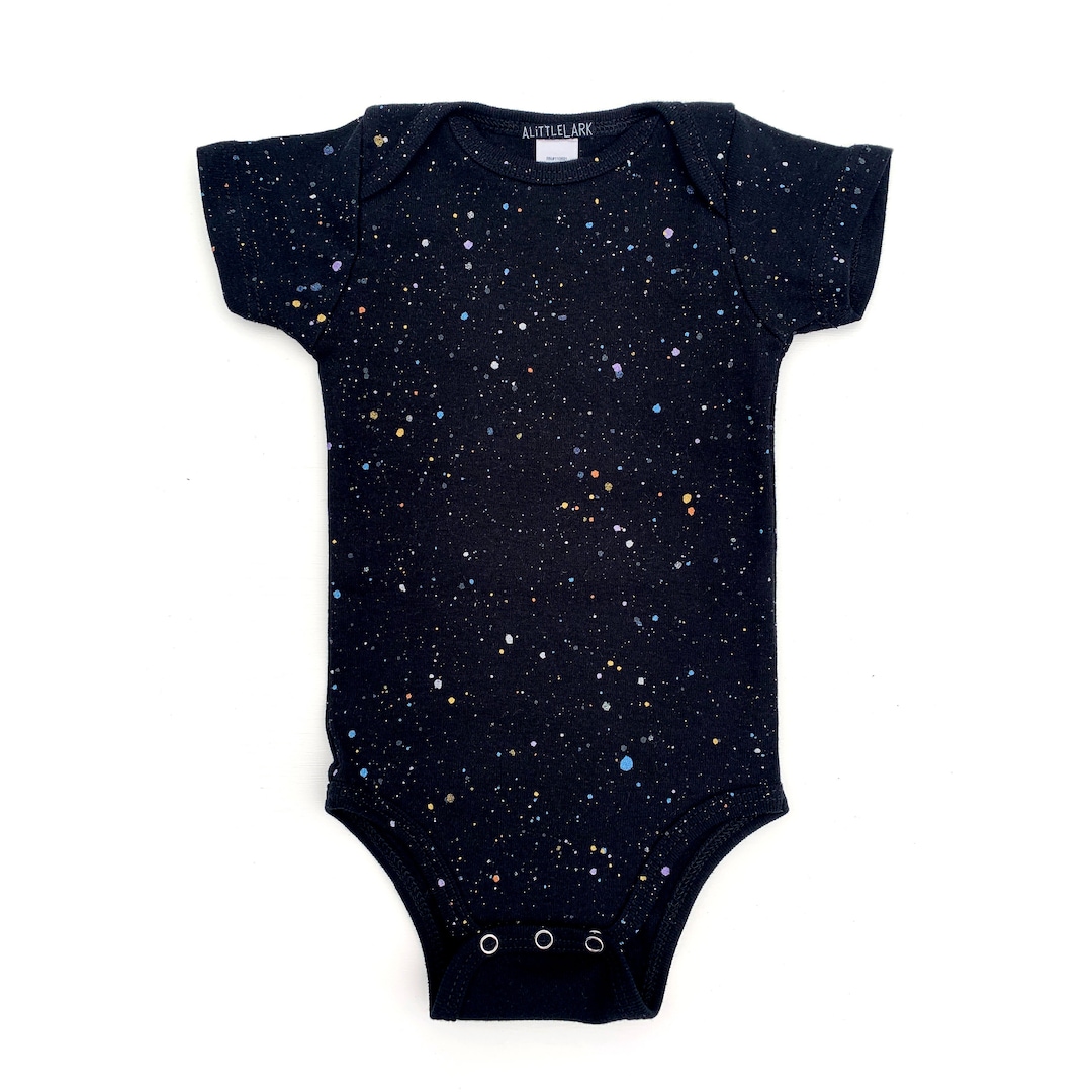 Black Space Baby Onesie: Hand-painted Metallic Stars, Unisex Gift - Etsy
