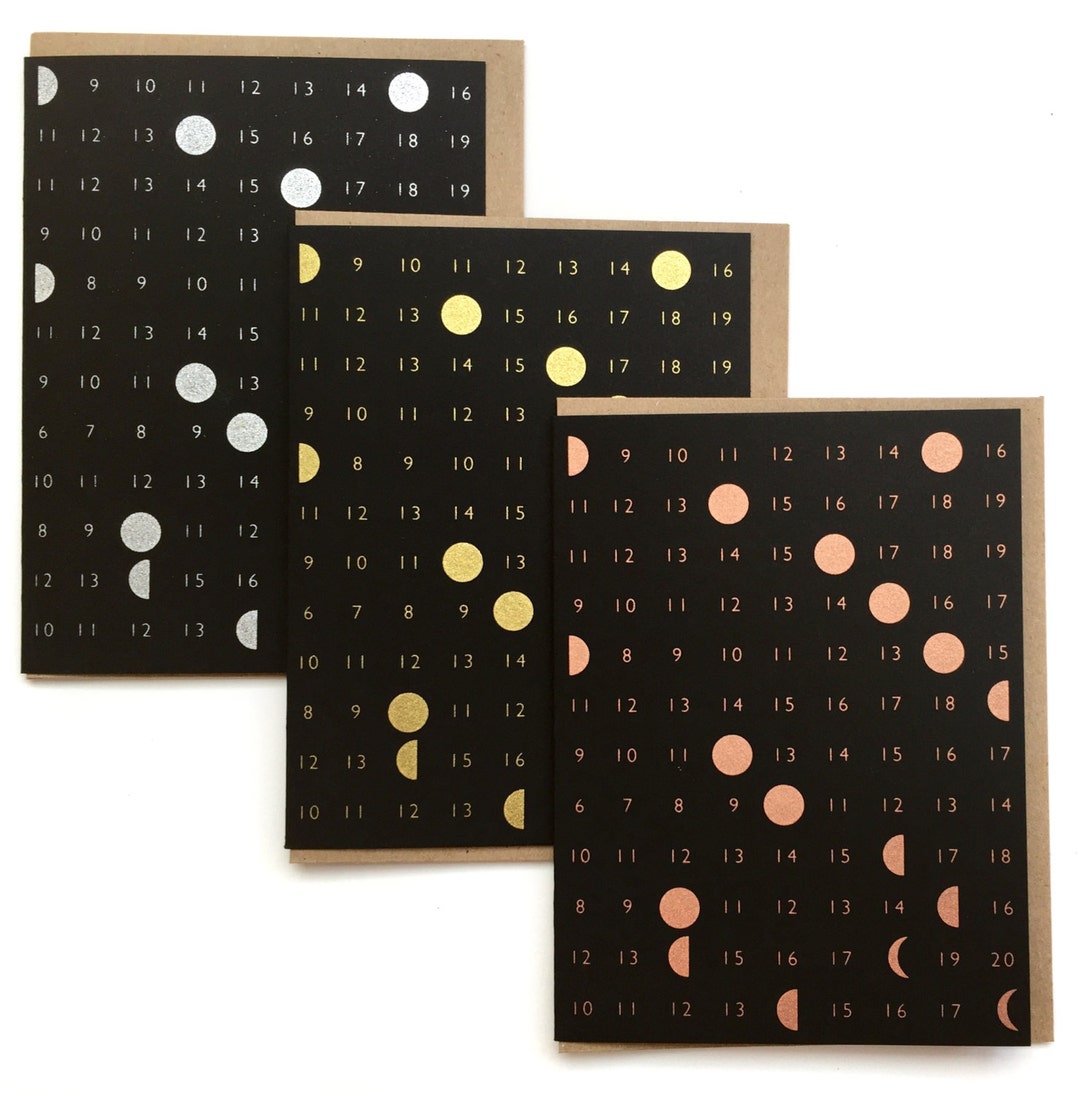 Moon Card, Moon Phase Card, Blank Greeting Cards, Moon Art, Thank You ...