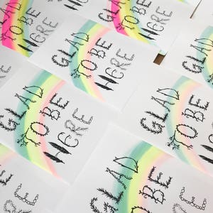 Rainbow Art Print: Glad to Be Here, Hand-painted Screenprint - Etsy