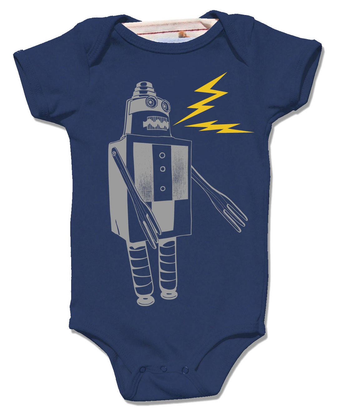 Navy Blue Robot Onesie: Hand Screen Printed Baby Bodysuit - Etsy