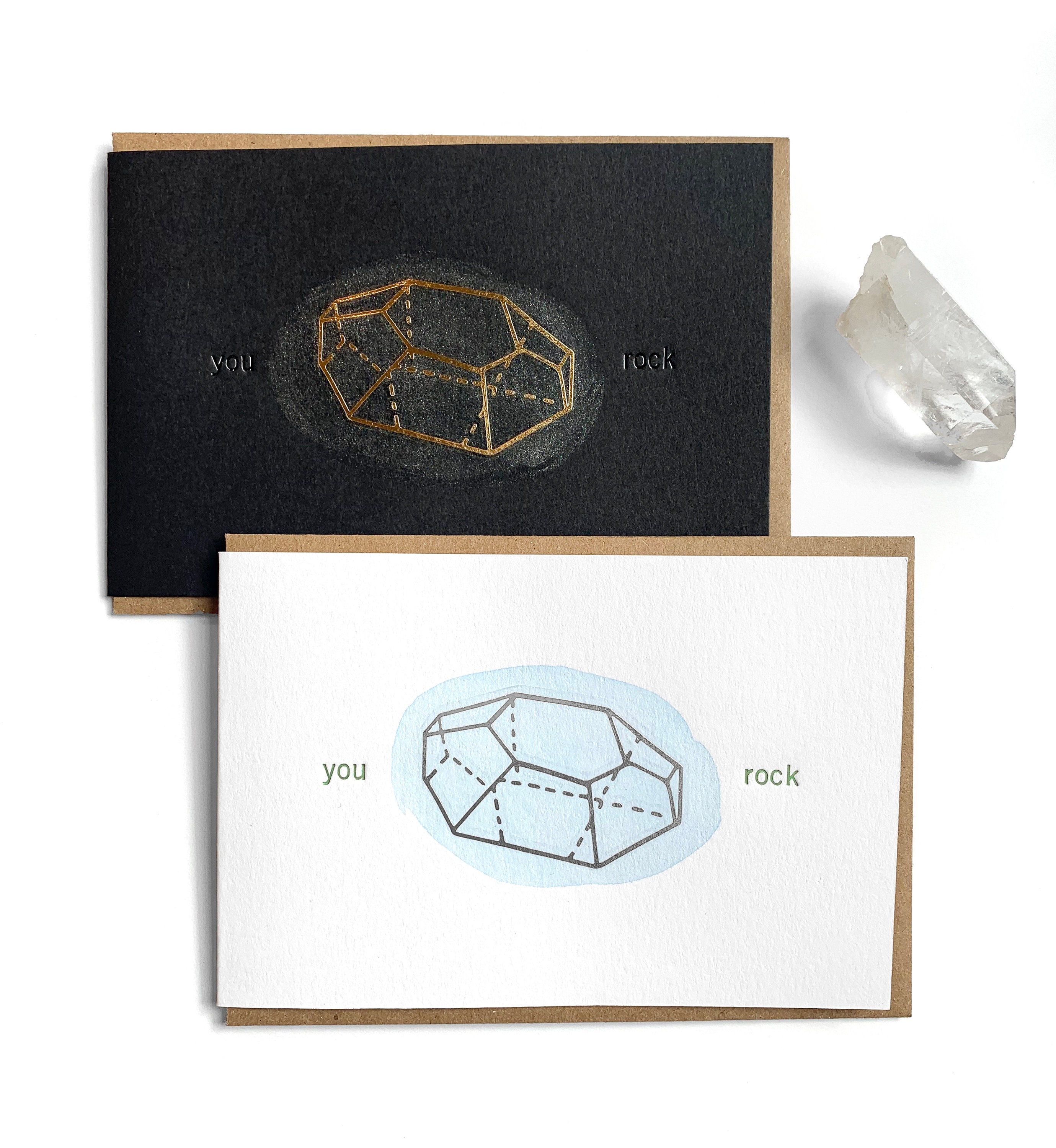 Hand-painted 'you Rock' Crystal Card: Foiled Friend Card - Etsy