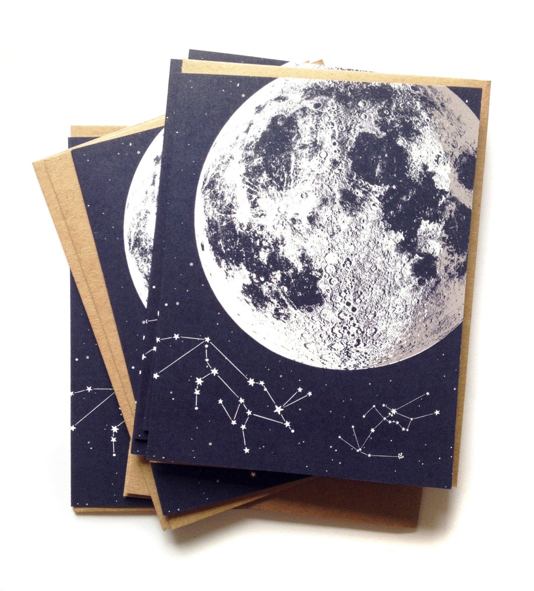Moon Card, Moon Cards, Single A2 Size Moon Stars Greeting Cards, Blank ...