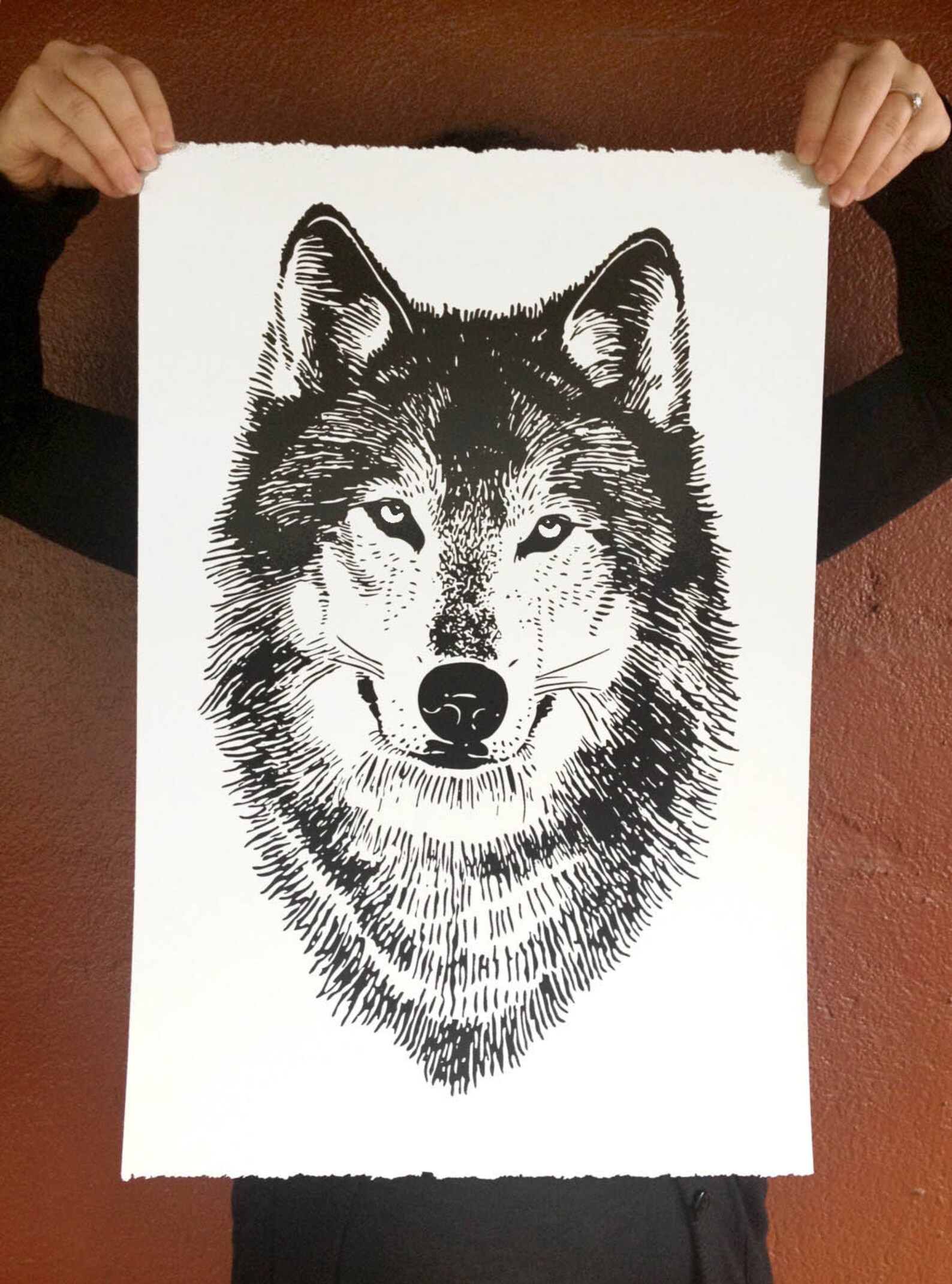 Wolf Art Print WOLF Poster Handprint Wolf Silkscreen Nature - Etsy