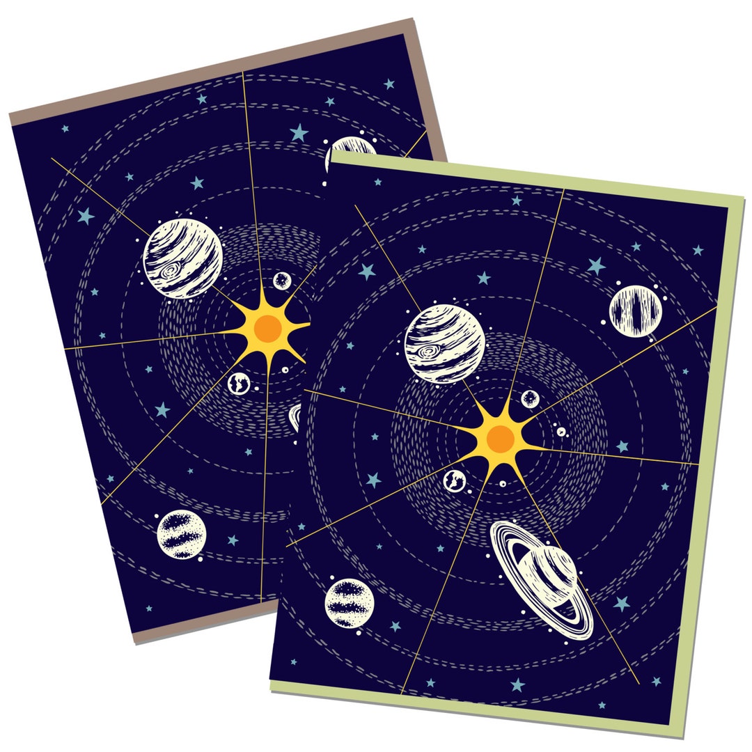 Solar System Space Note Card: Planets & Stars, Recycled Paper - Etsy