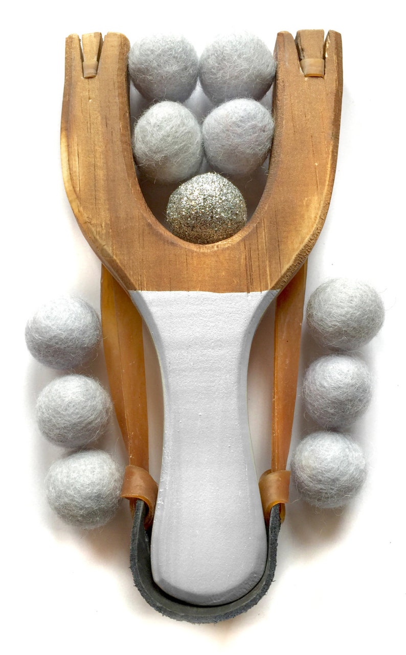 Natural Wooden Slingshot Toy With Rainbow Wool Felt Ball Ammo - Etsy