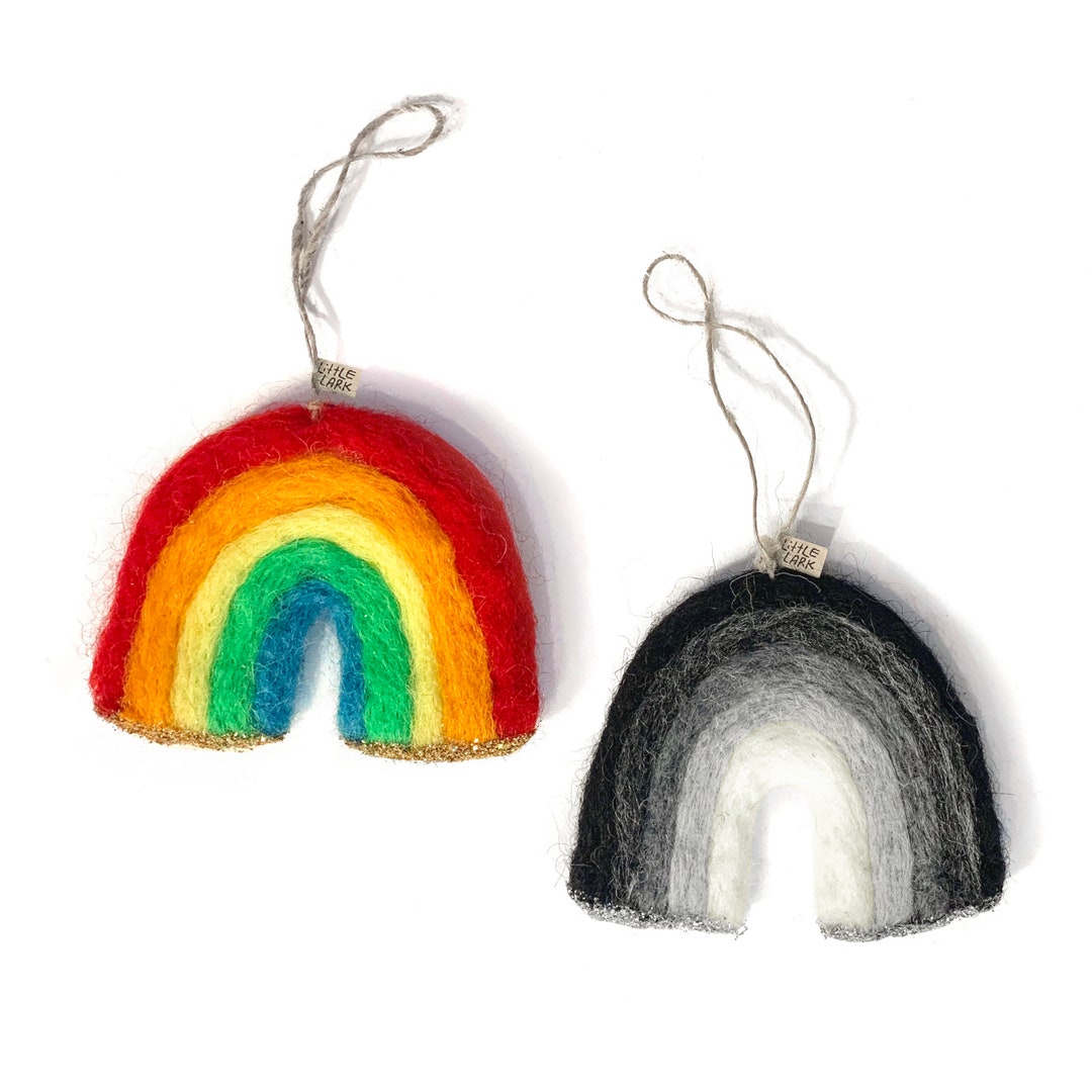 Felted Wool Rainbow Ornament: Glitter Good Luck Charm - Etsy