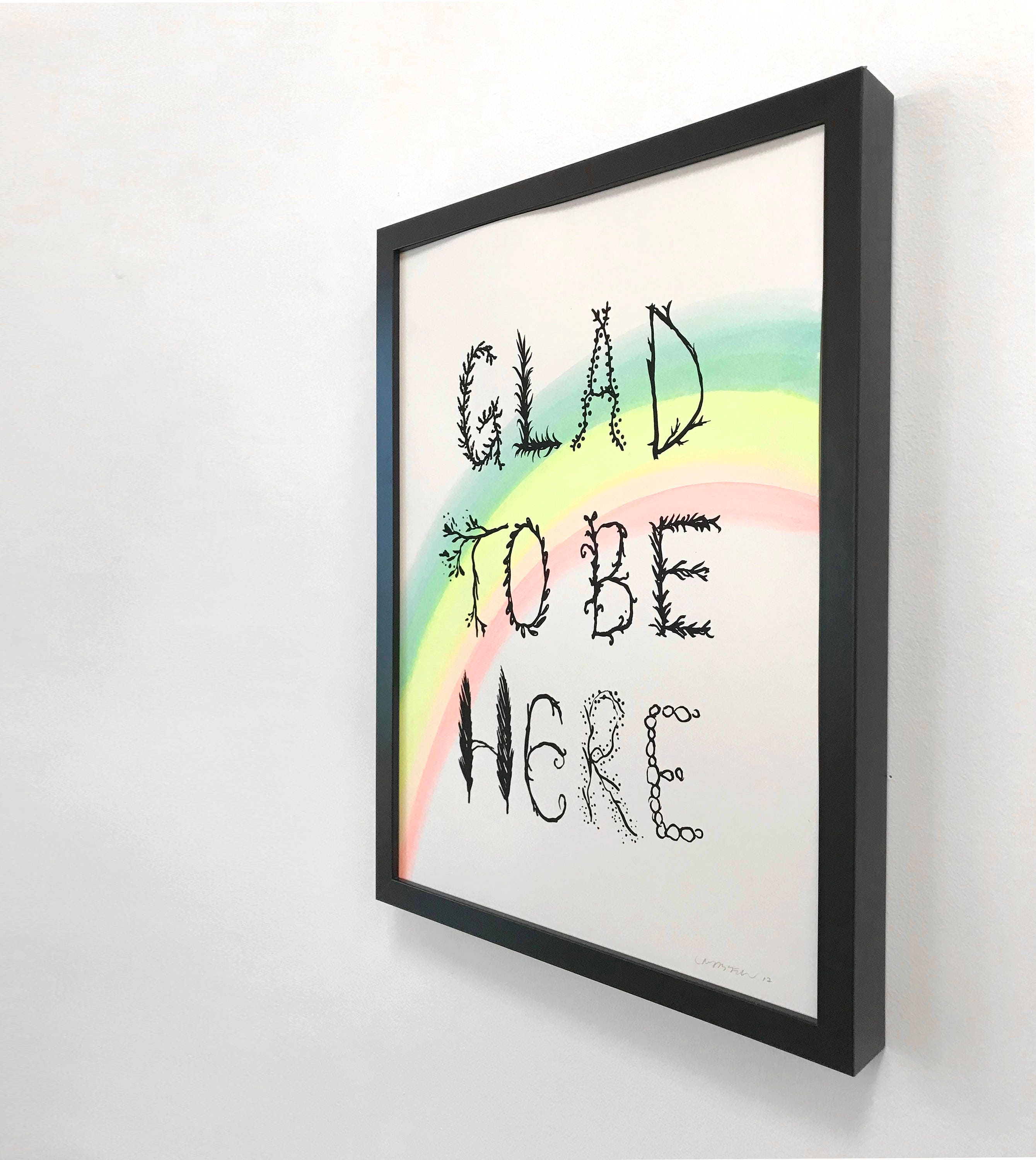 Rainbow Art Print Glad to Be Here Hand Painted Screenprint | Etsy