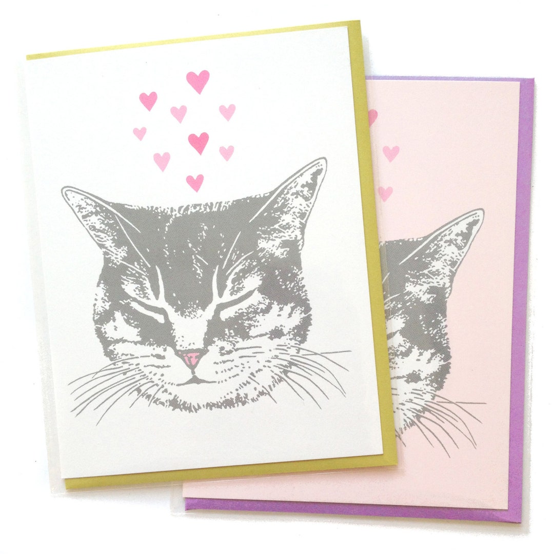 Cat Card, Blank Cat Cards, Happy Cat Greeting Cards, Valentine Card ...