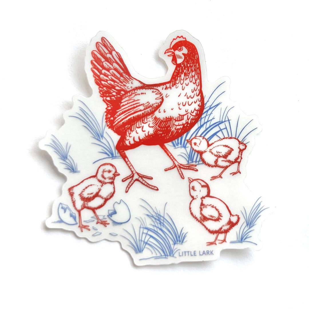 Hen With Chicks Sticker: Waterproof Farm Animal Decal - Etsy