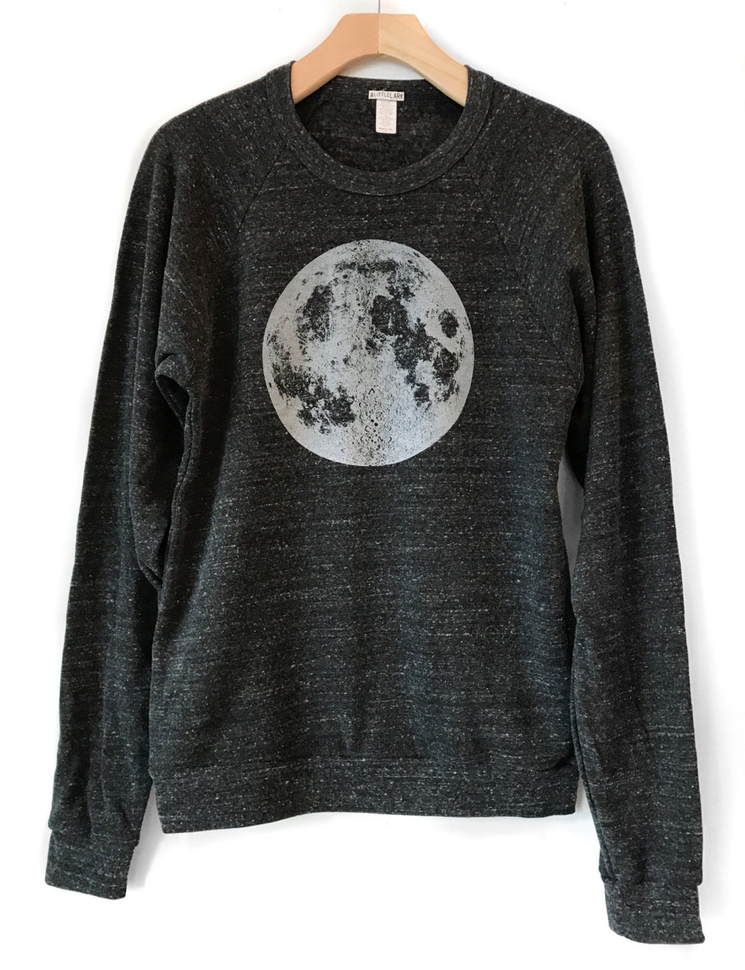 Black Moon Fleece Sweatshirt: Hand-printed Lunar Raglan - Etsy
