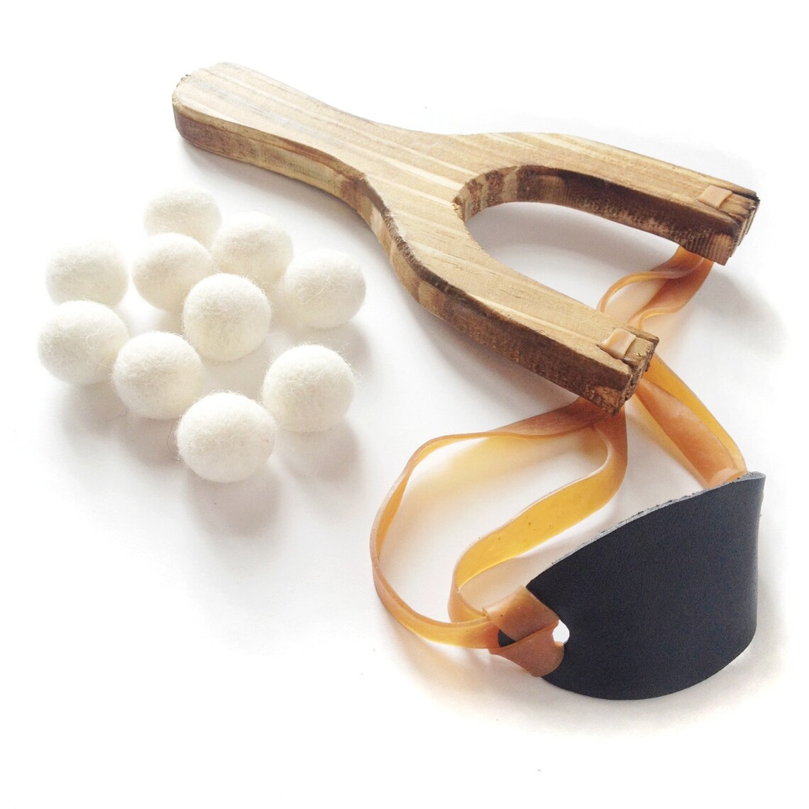 Wooden Slingshot Toy With Soft Wool Felt Balls Ammo Toy - Etsy