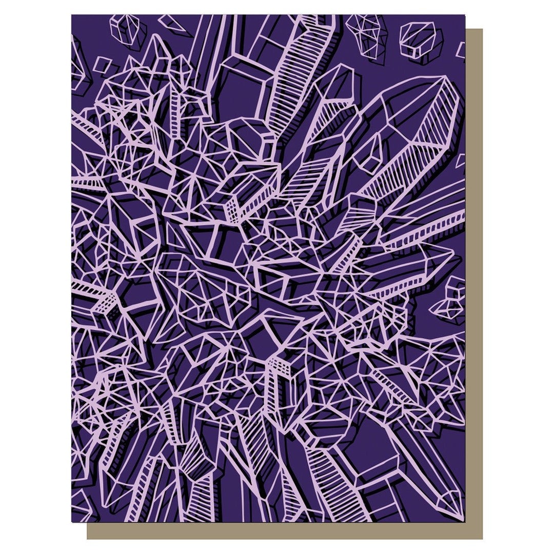 Amethyst Crystal Card | Rockhound Rock Collector Gift | Blank Note Card ...