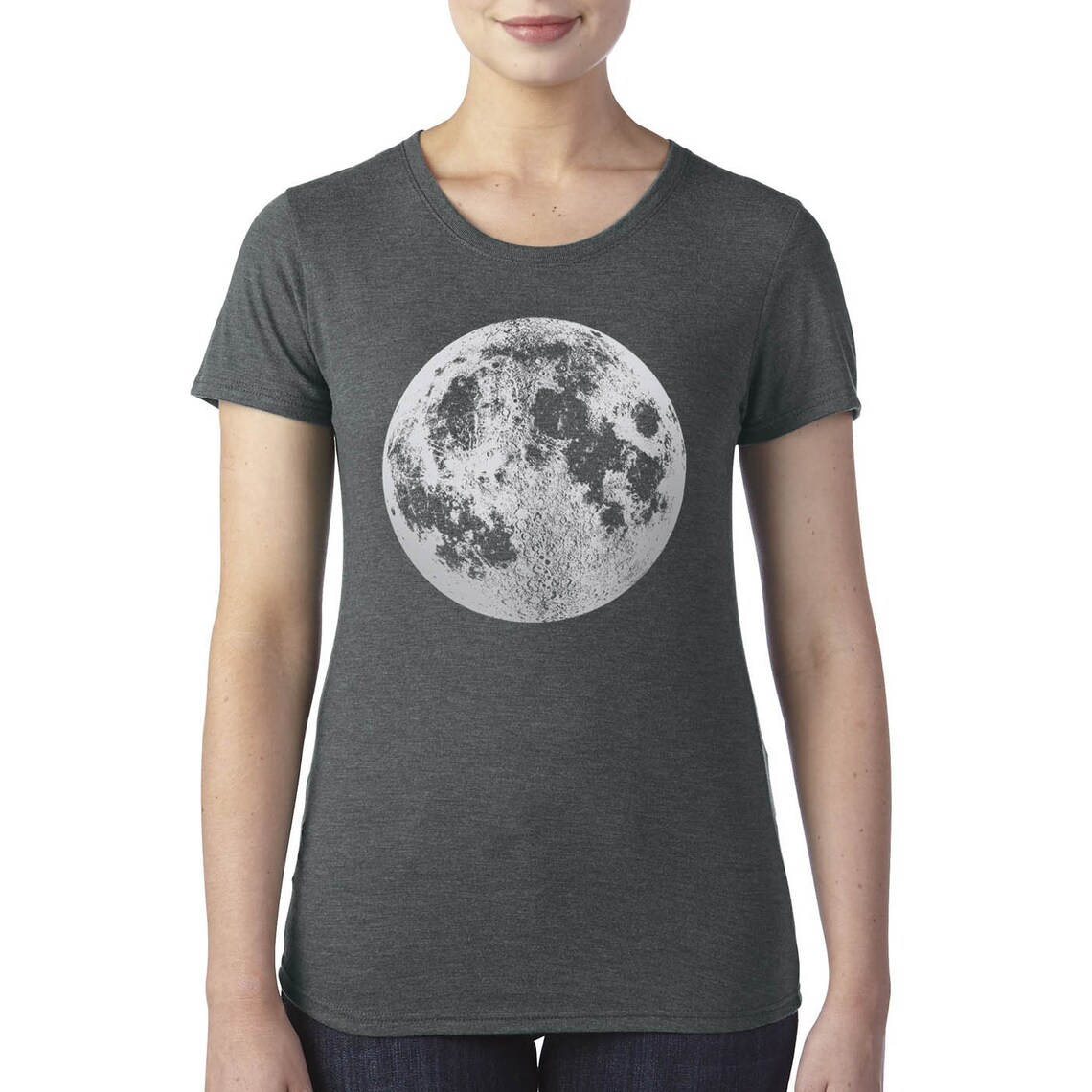 Women's Full Moon T-shirt in Dark Grey Moon Gift for Her | Etsy