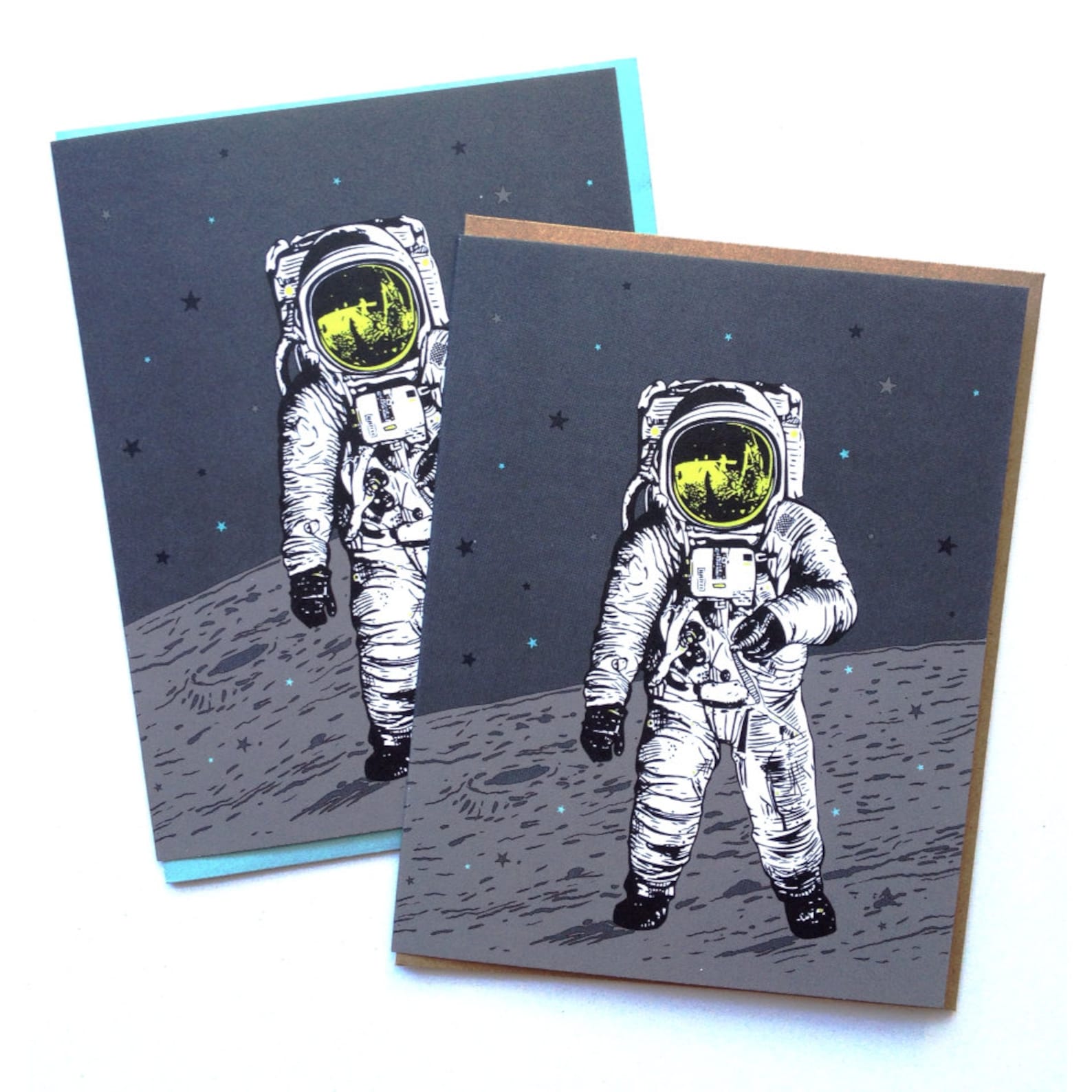 Astronaut Space Blank Note Card: Man on the Moon Greeting Card (A2 Size ...