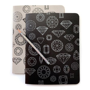 Hand Printed Diamond Notebook: Metallic Ink Sketchbook - Etsy