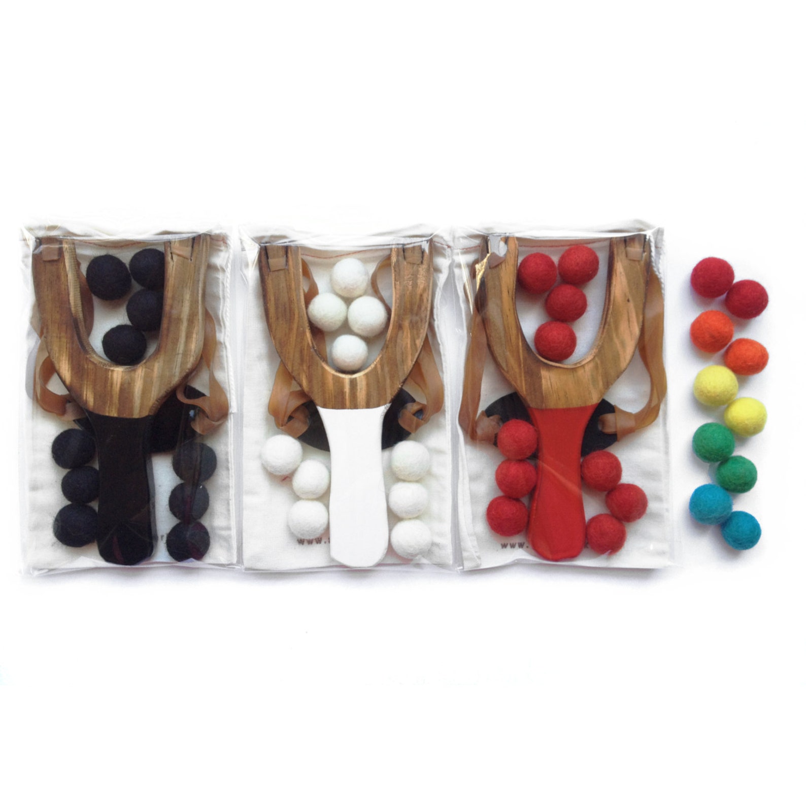 Wooden Slingshot Toy With Soft Wool Felt Balls Ammo Toy - Etsy